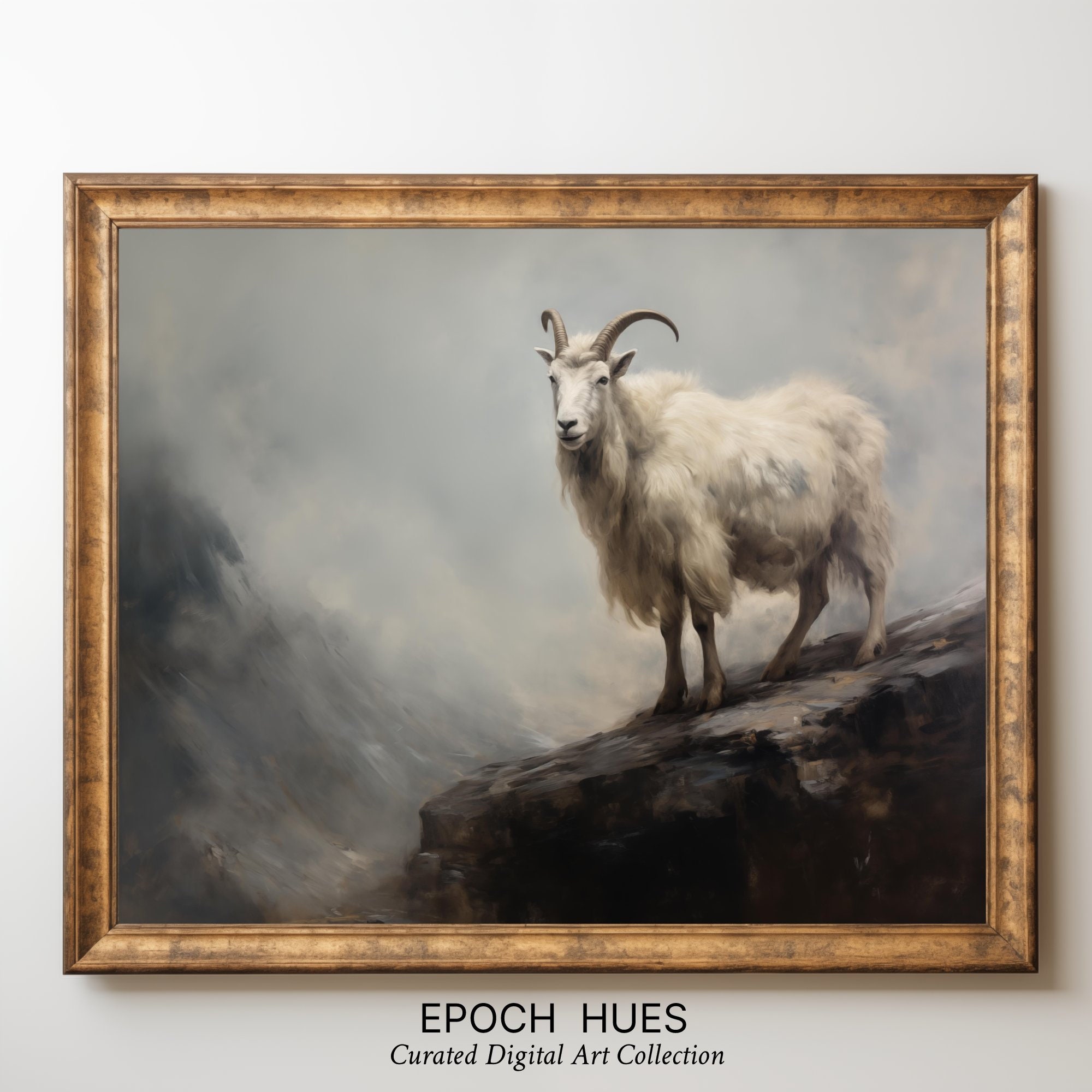 Majestic Mountain Goat Print, High-quality Digital Download, Rustic ...