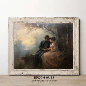 Romantic Victorian Couple Digital Art, Vintage Love Painting Download ...