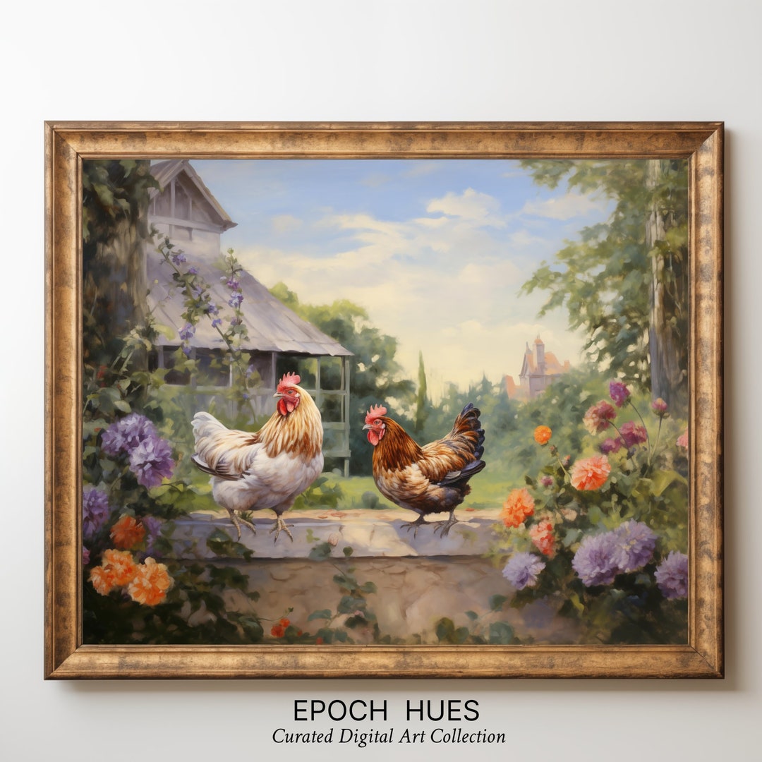 Rustic Farmhouse Rooster Digital Art Print, Country Kitchen Wall Decor ...