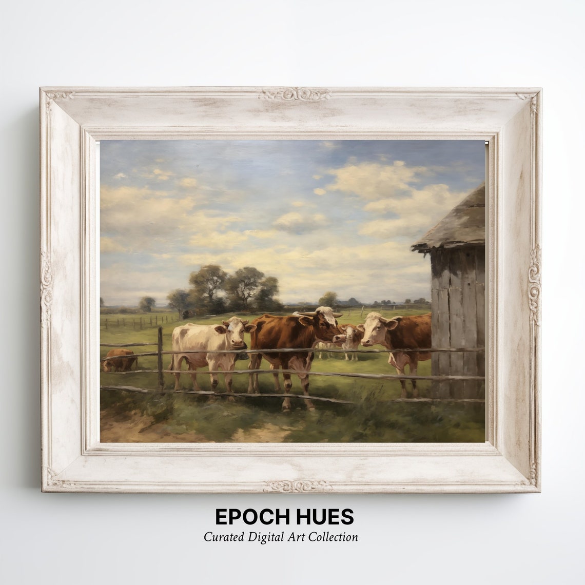 Rustic Farmhouse Cows Painting, Digital Download, Printable Country ...