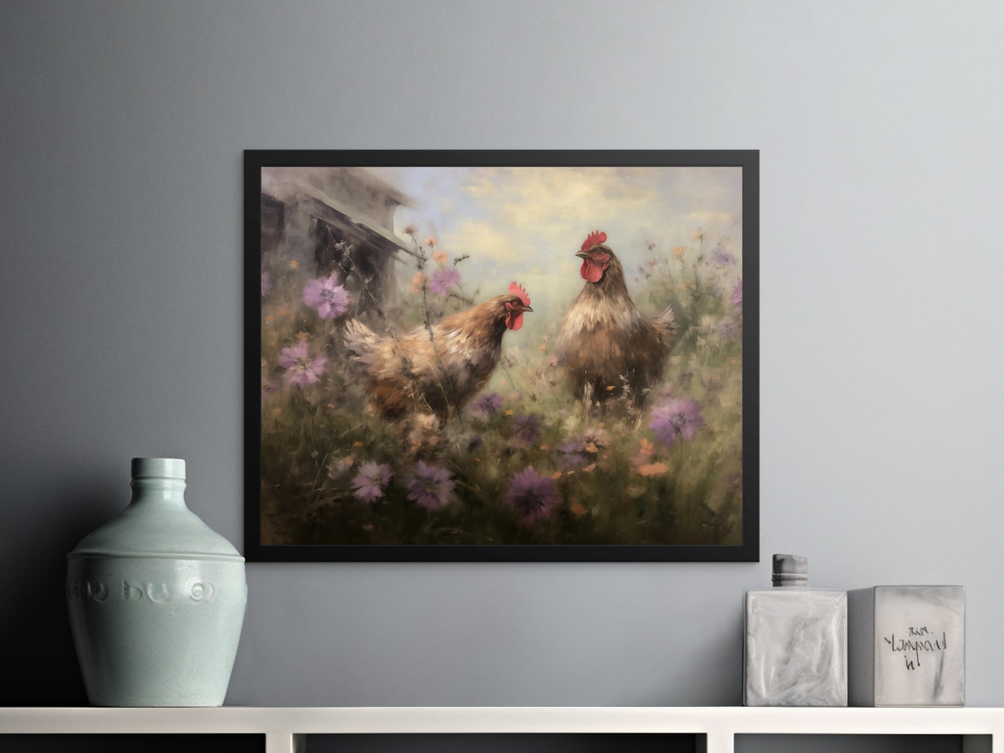 Rustic Chicken Art Digital Download, Farmhouse Kitchen Wall Decor ...