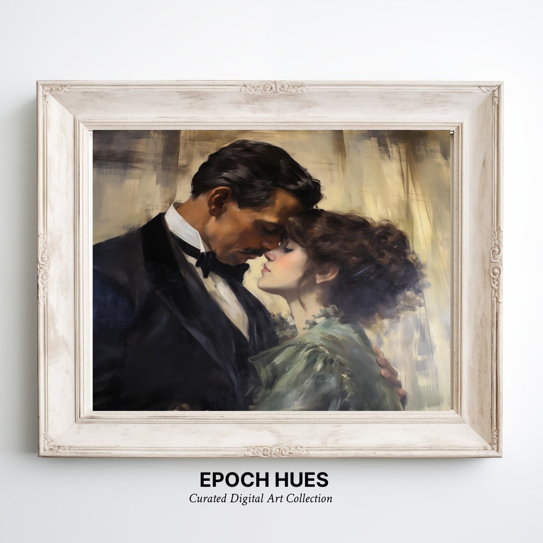 Romantic Vintage Couple Art Print, Digital Download, Classic Love ...