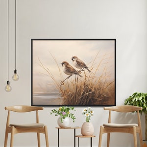 Rustic Bird Digital Art Download, Vintage Sparrow Painting, Printable ...