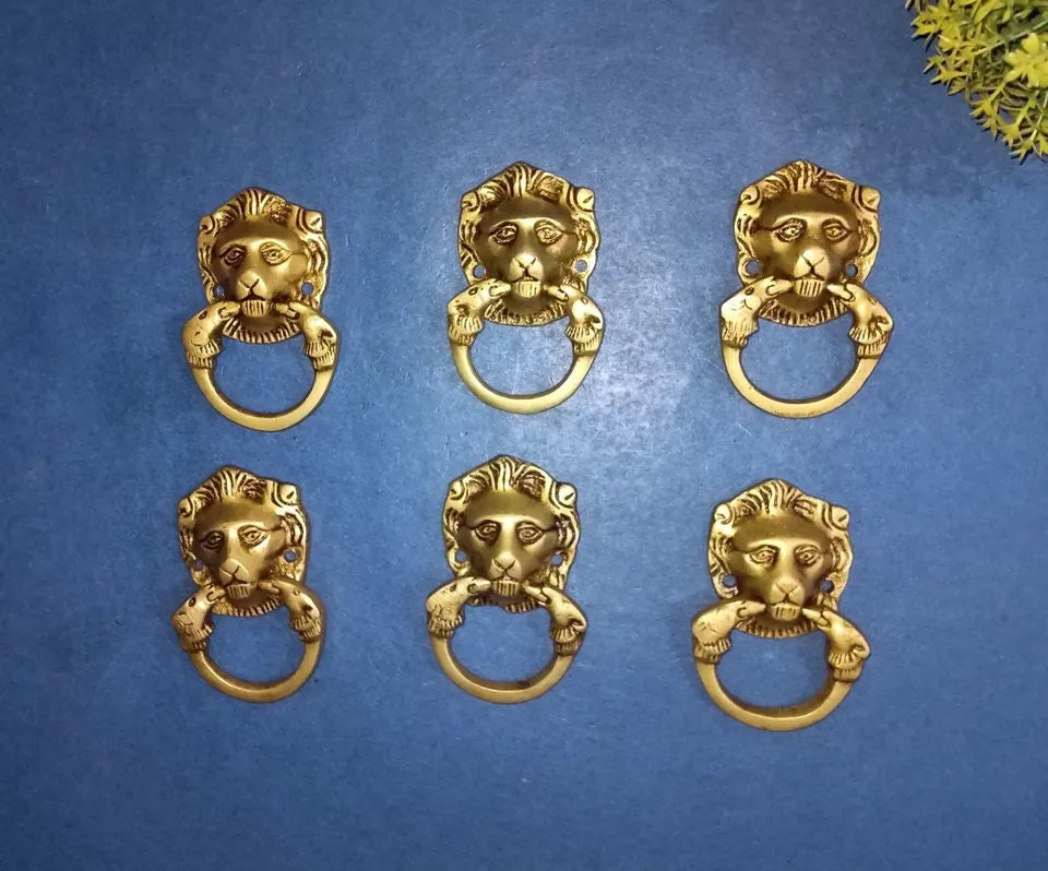 Wild Cat Theme Table Drawer Pull Brass Jungle Beast Leo Head Cupboard ...