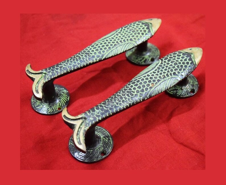 Brass Trout Fish Entry Door Handles Handmade Tuna Fish Design Welcoming ...