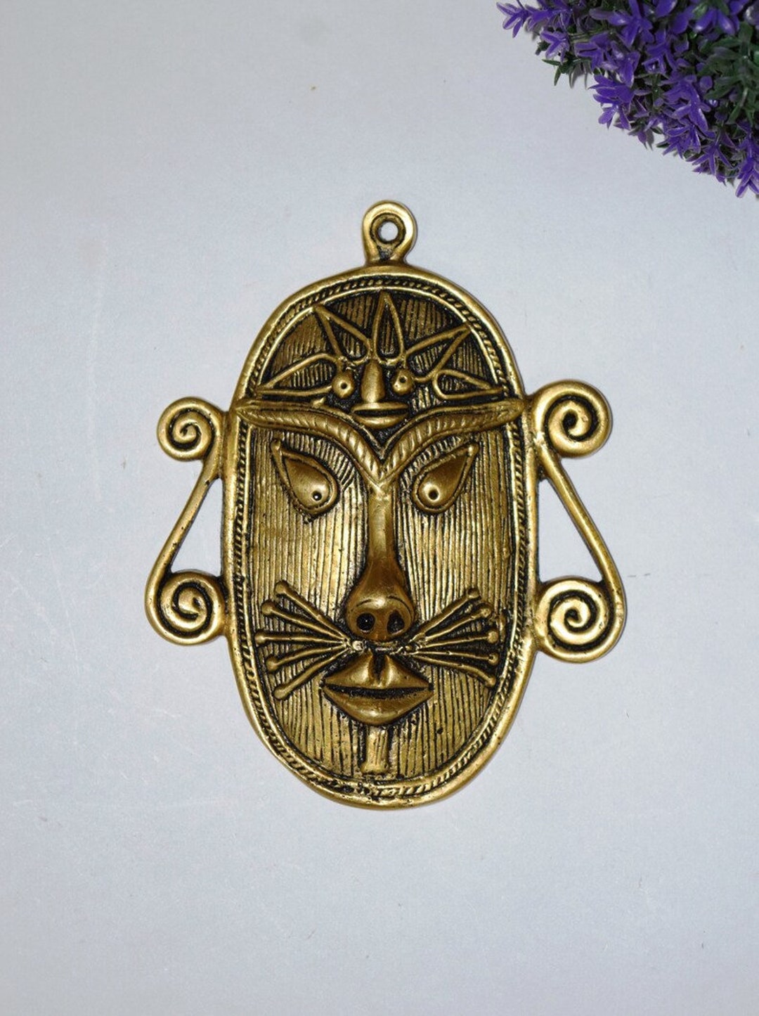 Tribal Mustache Man Design Wall Hanging Brass Bastar Design Unique Face ...