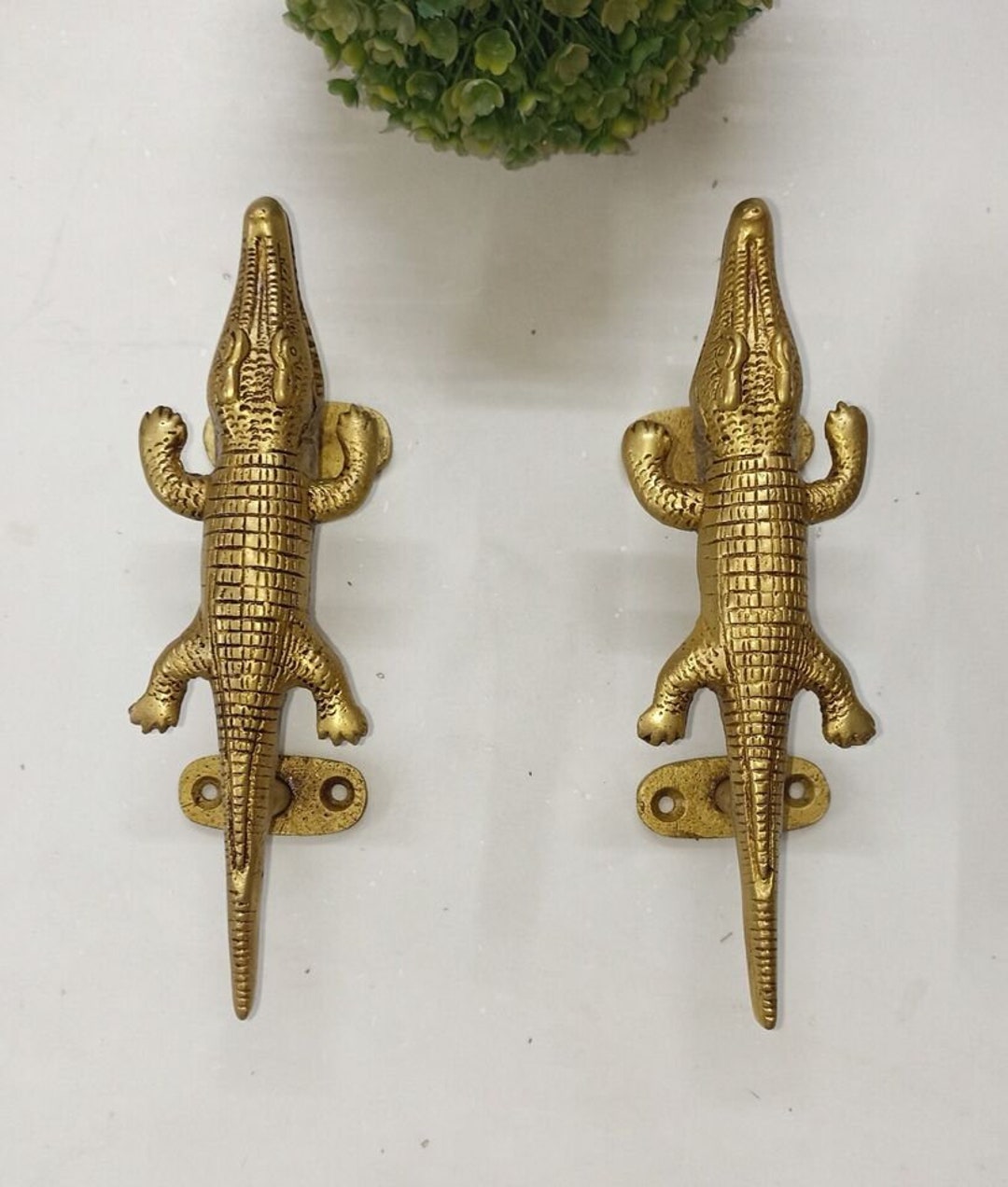 Monitor Lizard Design Entry Door Handles Brass Reptile Crocodile Shape ...