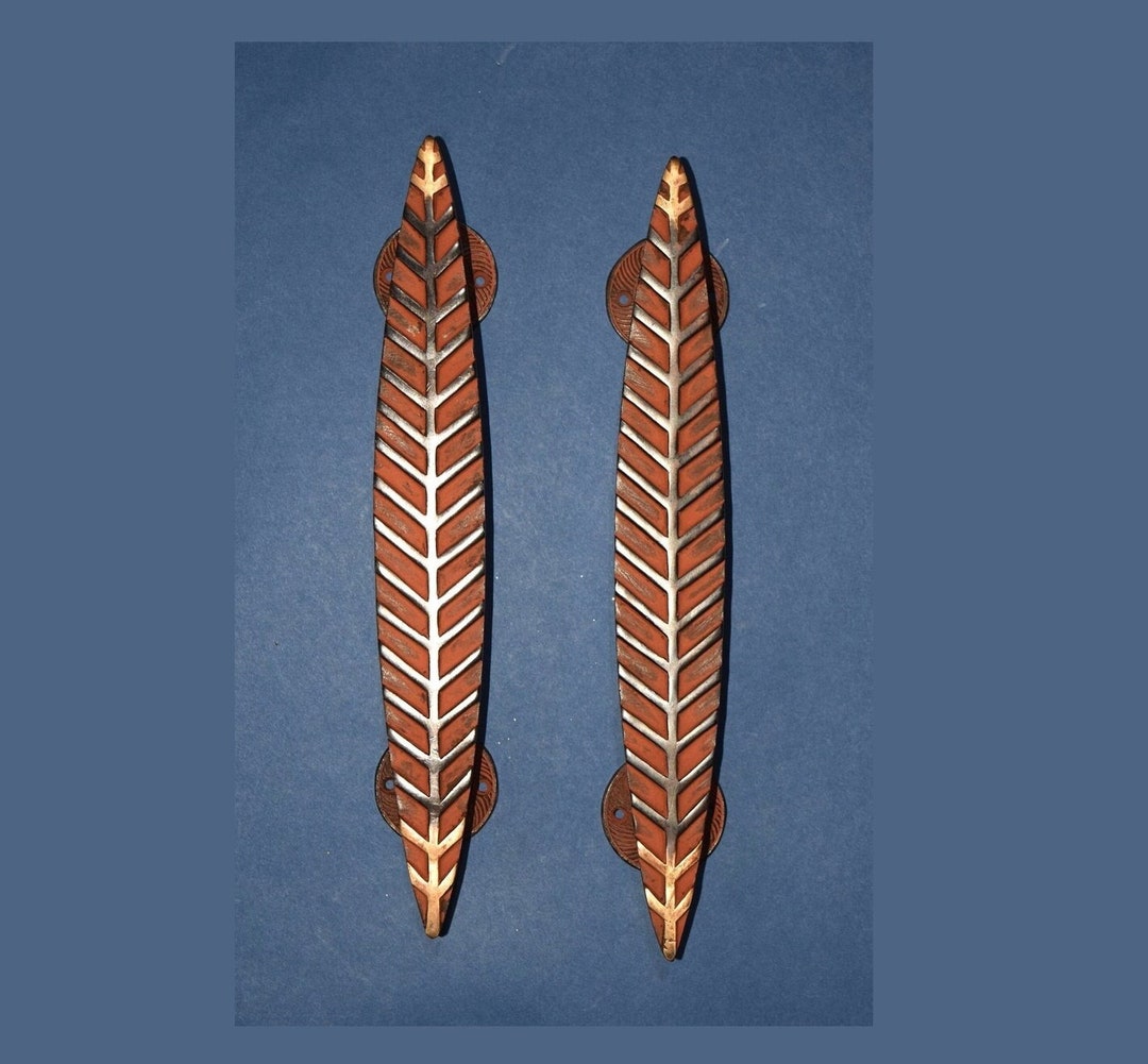 12 Inches Salix Tree Leaf Out Door Handles Grab Brass Nature Plant ...