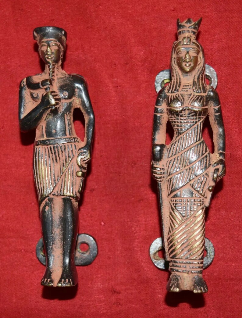 Brass Man Woman Couple Shape Outdoor Handle Set Brass Pharaoh King and ...