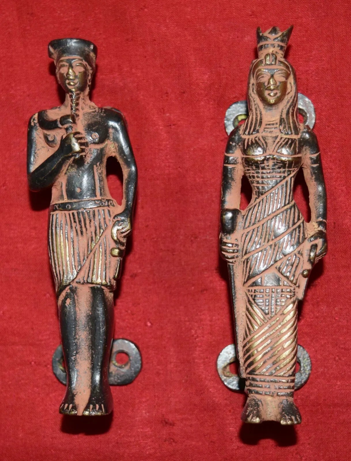 Brass Man Woman Couple Shape Outdoor Handle Set Brass Pharaoh King and ...