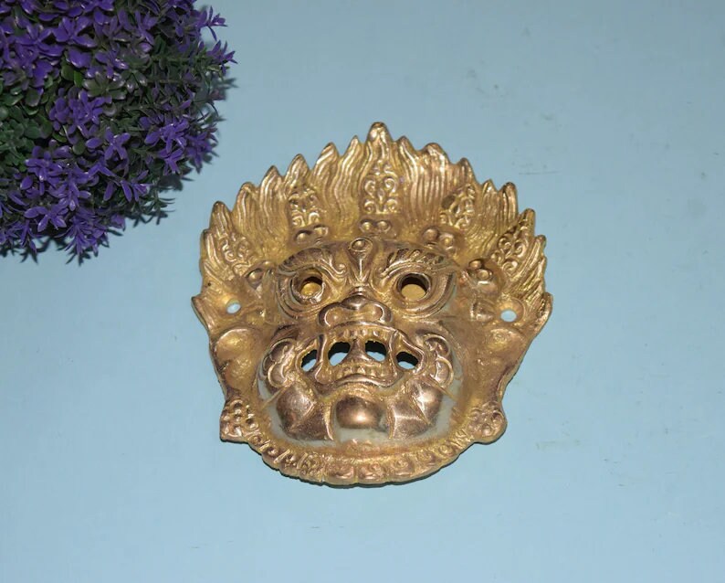 Brass Devil Face Outdoor Wall Decor Bhairava Face Design Wall Mounted ...