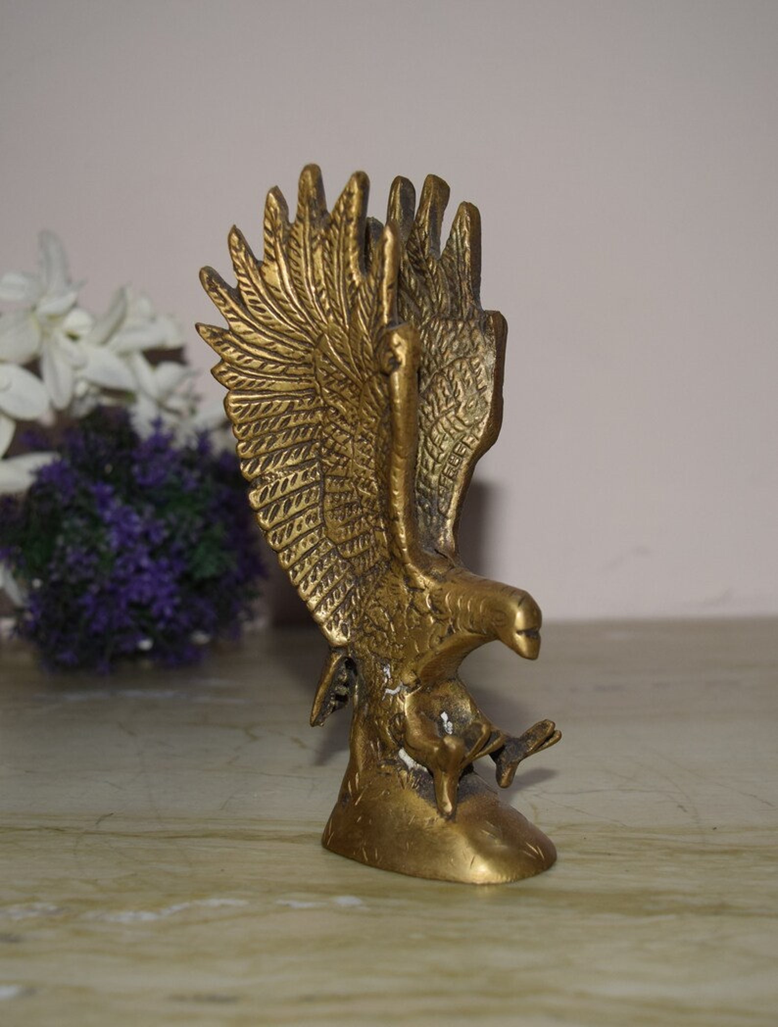 Chasing Eagle Bird Table Idols Decor Brass Flying Hawk Sculpture Living ...