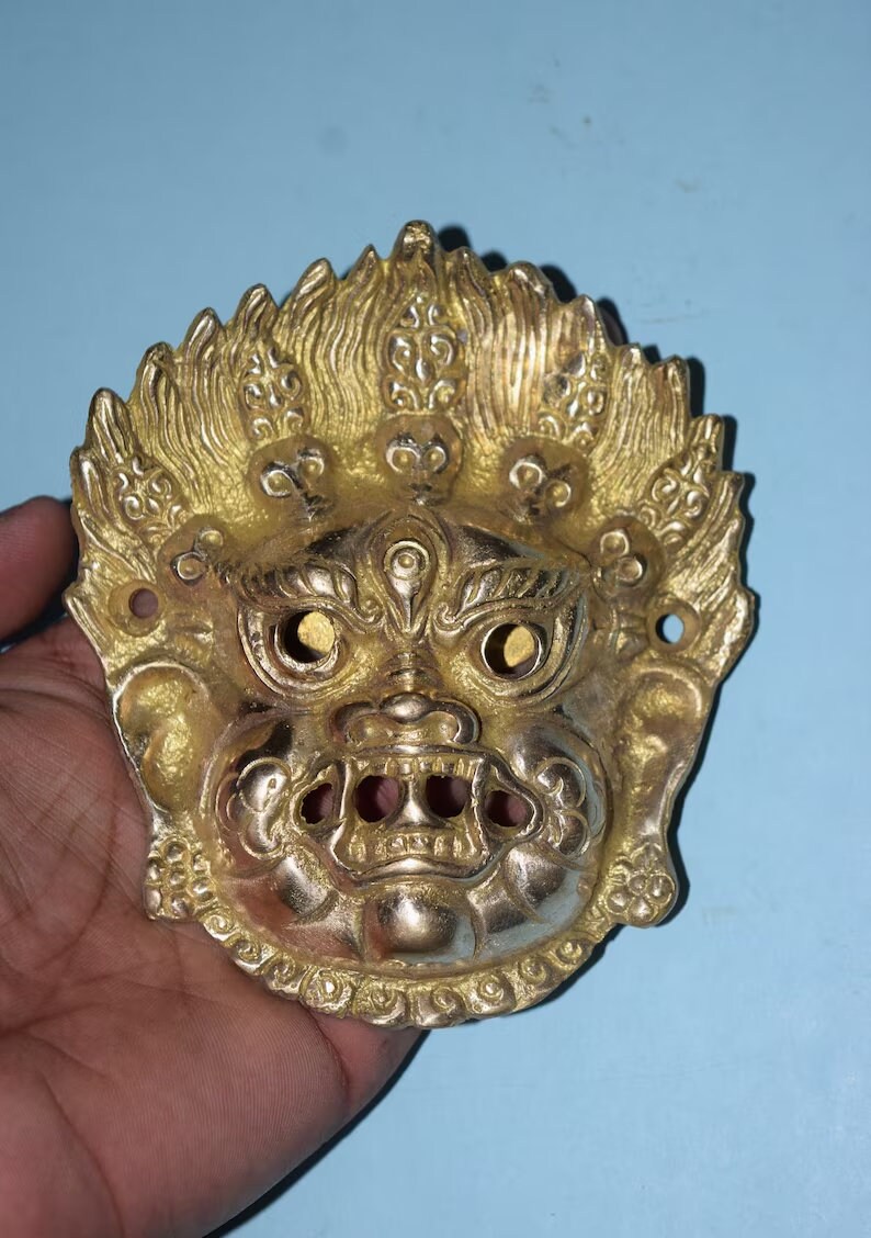 Brass Devil Face Outdoor Wall Decor Bhairava Face Design Wall Mounted ...