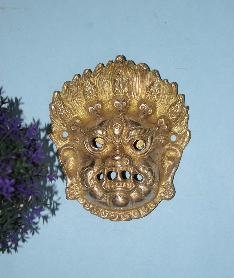 Brass Devil Face Outdoor Wall Decor Bhairava Face Design Wall Mounted ...
