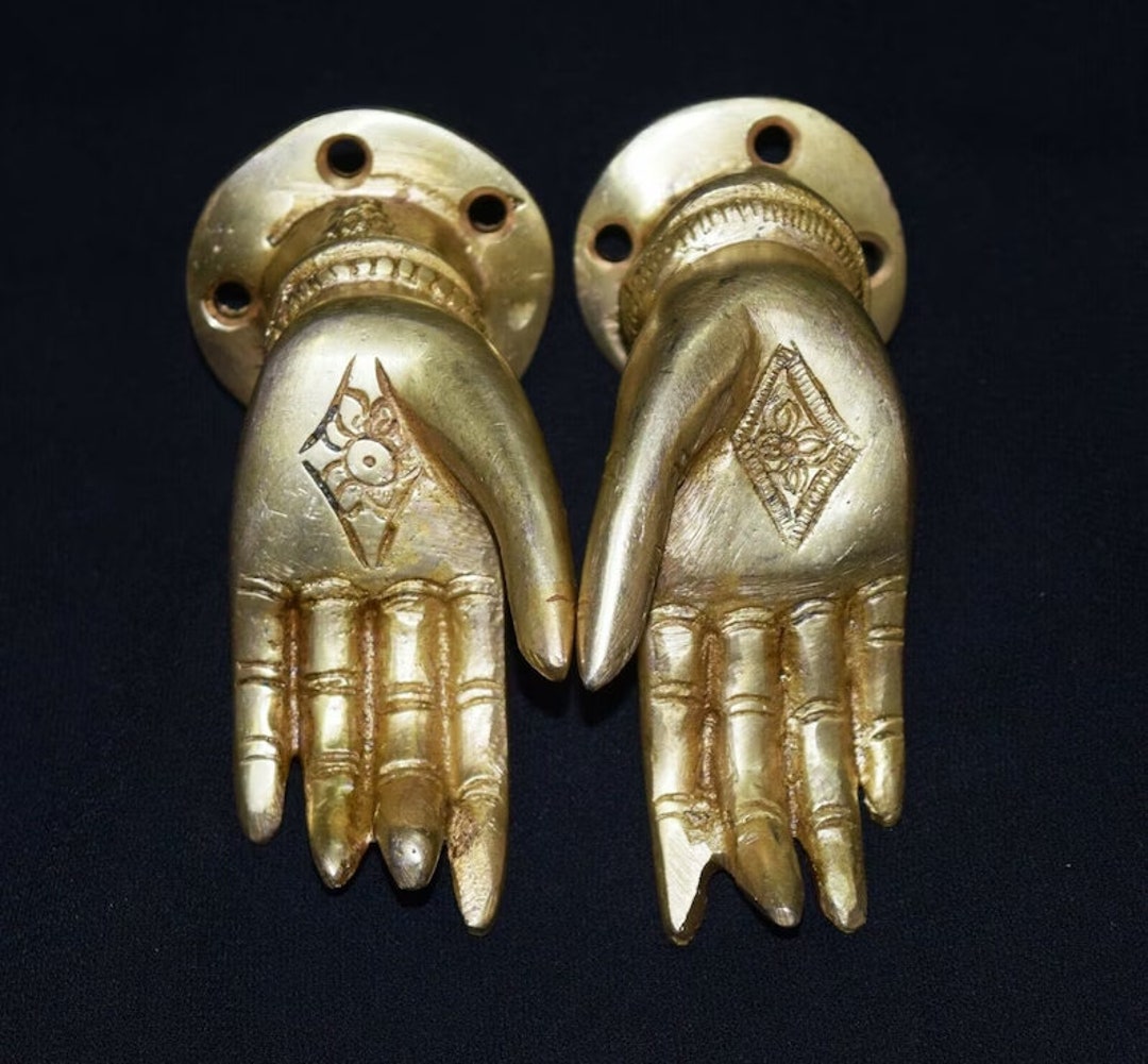 Greek Goddess Hands Design Door Pull Set Brass Kathak Lady Hand Pose ...