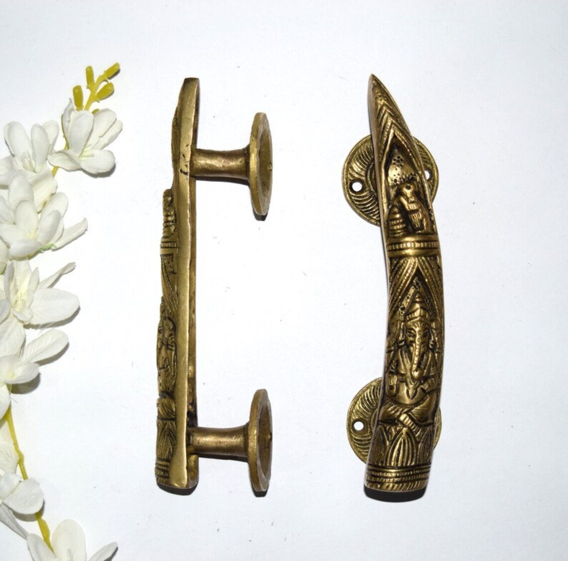 Ganesha and Mouse Design Entry Door Puller Brass Elephant Animal Theme ...