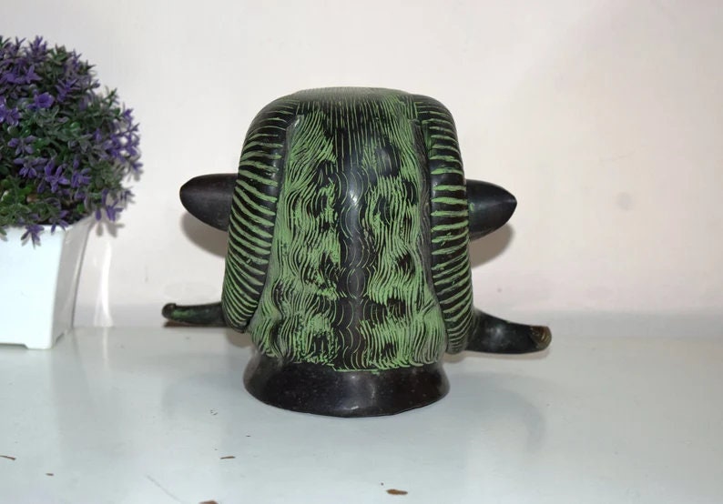 Alpine Goat Head Table Showpiece Brass Animal Trophy Sheep Head Statue ...