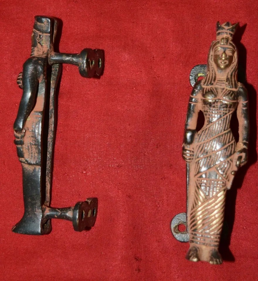 Brass Man Woman Couple Shape Outdoor Handle Set Brass Pharaoh King and ...