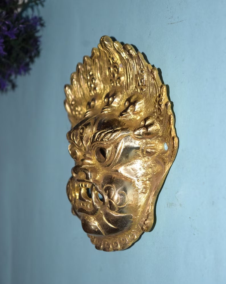 Brass Devil Face Outdoor Wall Decor Bhairava Face Design Wall Mounted ...