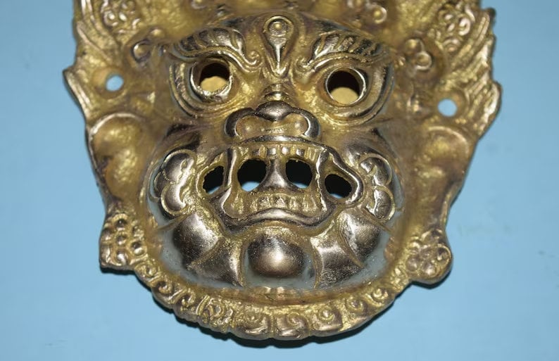 Brass Devil Face Outdoor Wall Decor Bhairava Face Design Wall Mounted ...