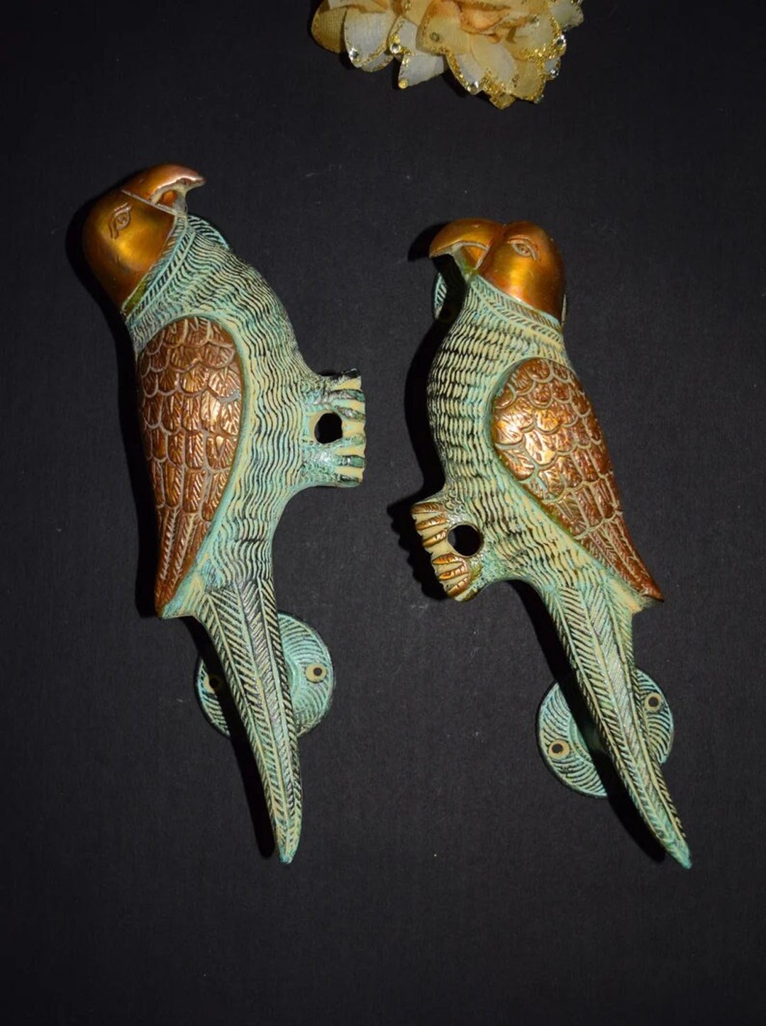 Macaw Couple Bird Inspired Main Door Handle Pair Brass Parrot Couple ...