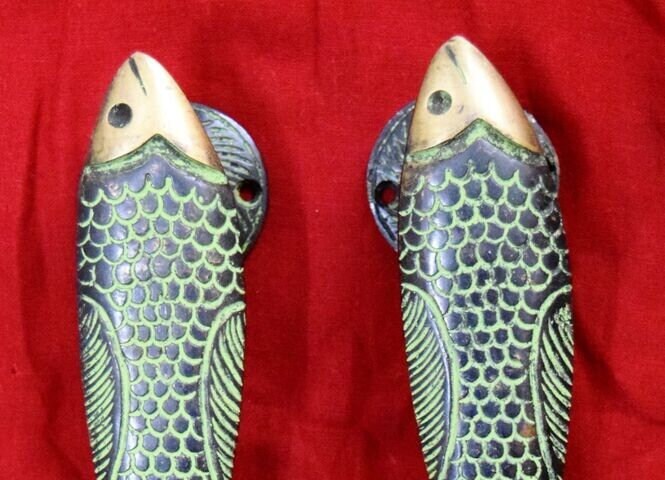 Brass Trout Fish Entry Door Handles Handmade Tuna Fish Design Welcoming ...