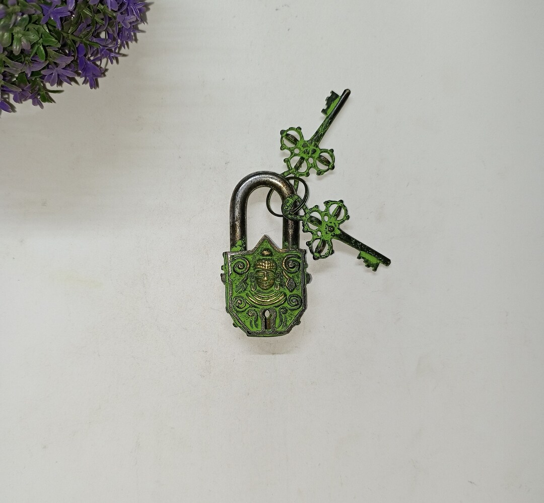 Buddha Design Lock With 02 Keys Brass Tibetan Inspired Padlock CAH630 ...