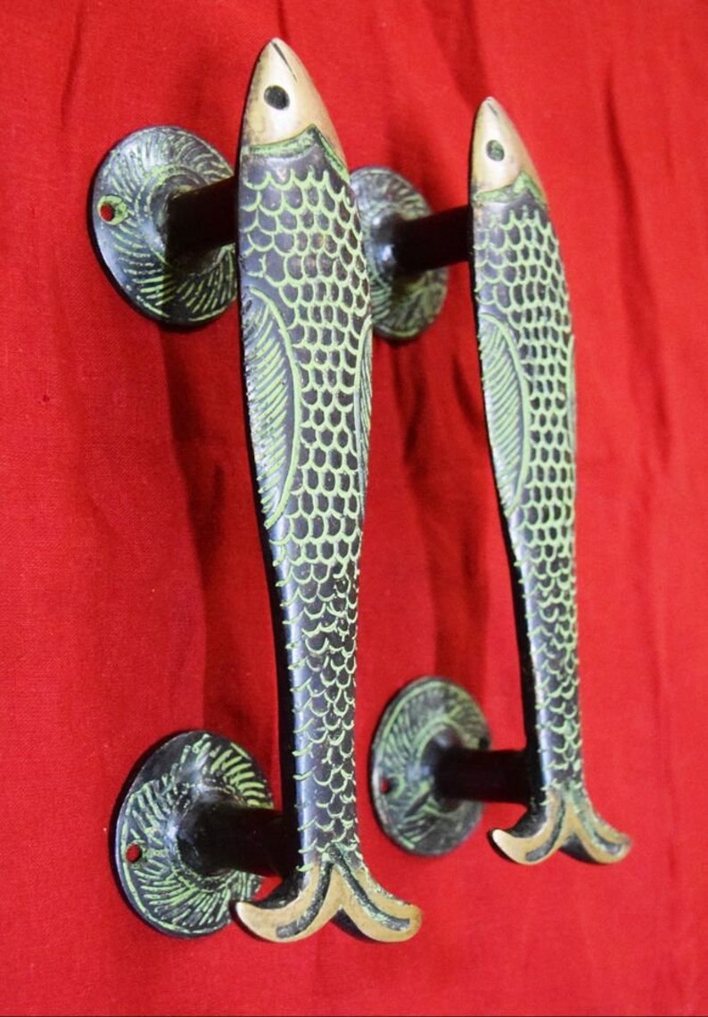 Brass Trout Fish Entry Door Handles Handmade Tuna Fish Design Welcoming ...