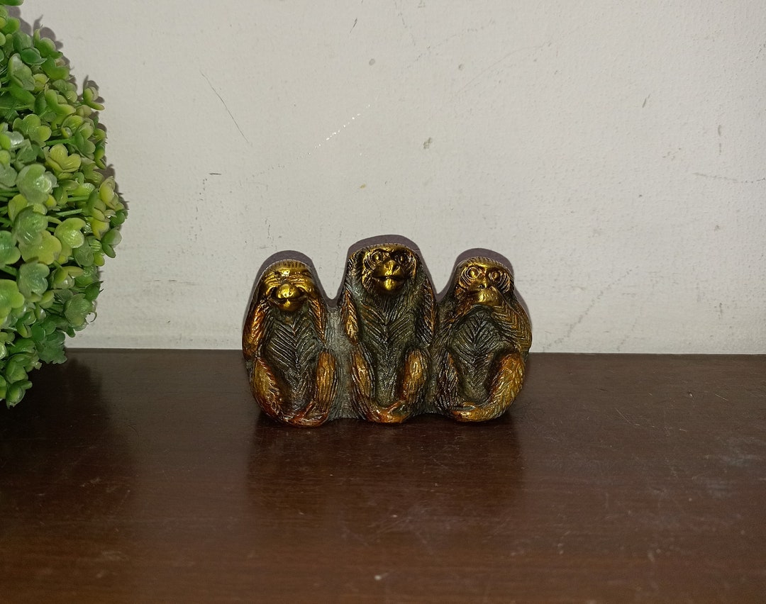 Gandhi's Monkeys Symbol of Peace Animal Idol Brass Three Chimpanzee ...