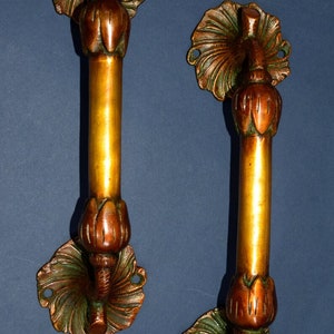 9 Inches Daisy Flower Design Front Door Handle Set Brass Nature Plants ...