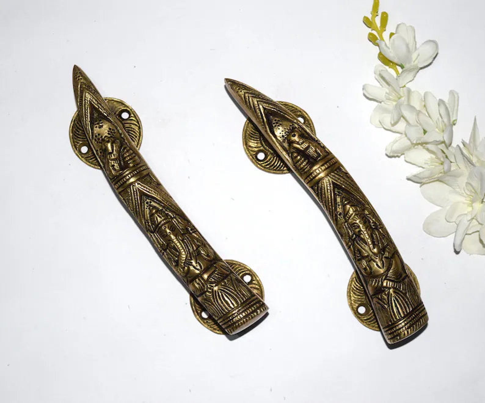 Ganesha and Mouse Design Entry Door Puller Brass Elephant Animal Theme ...