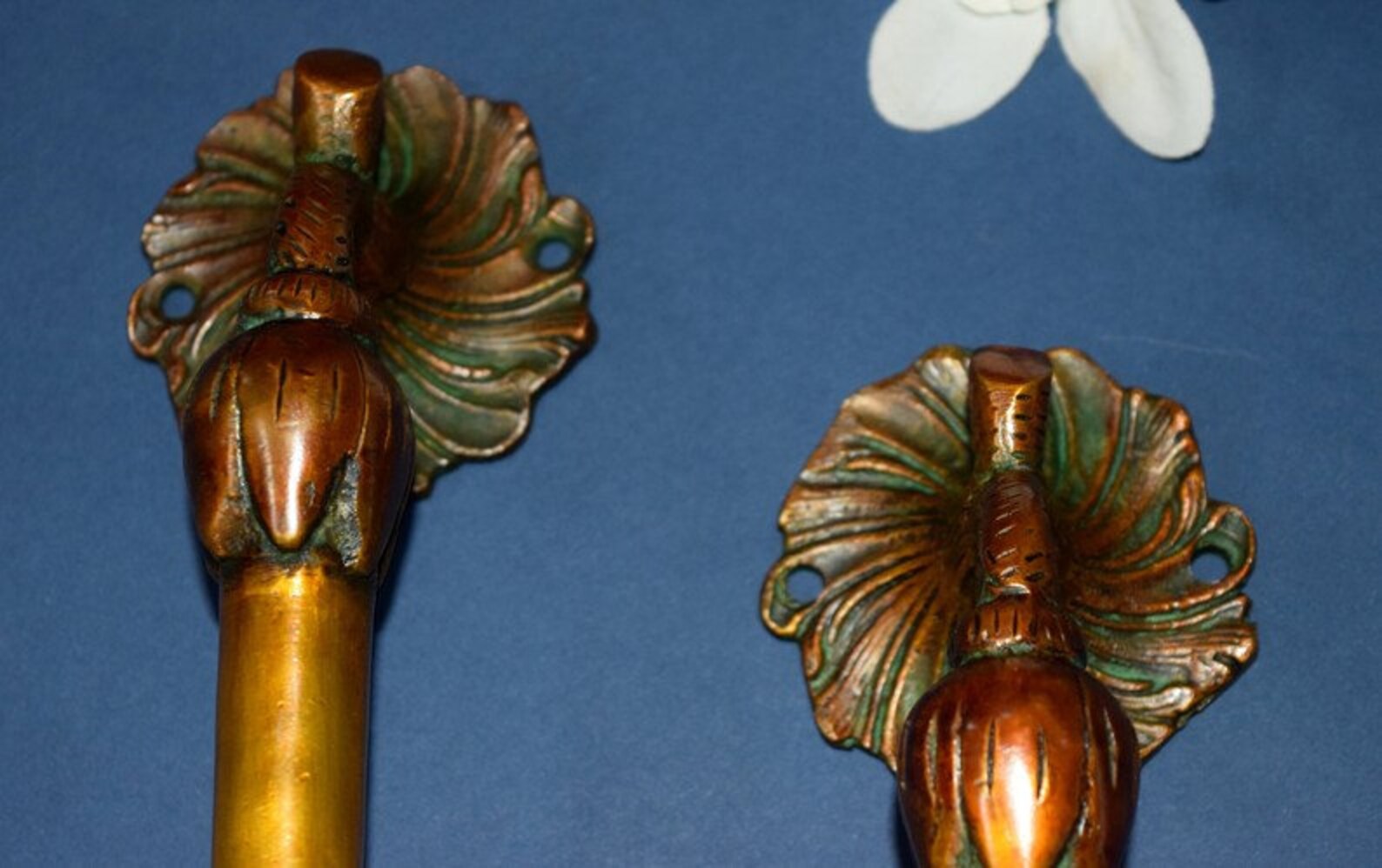 9 Inches Daisy Flower Design Front Door Handle Set Brass Nature Plants ...