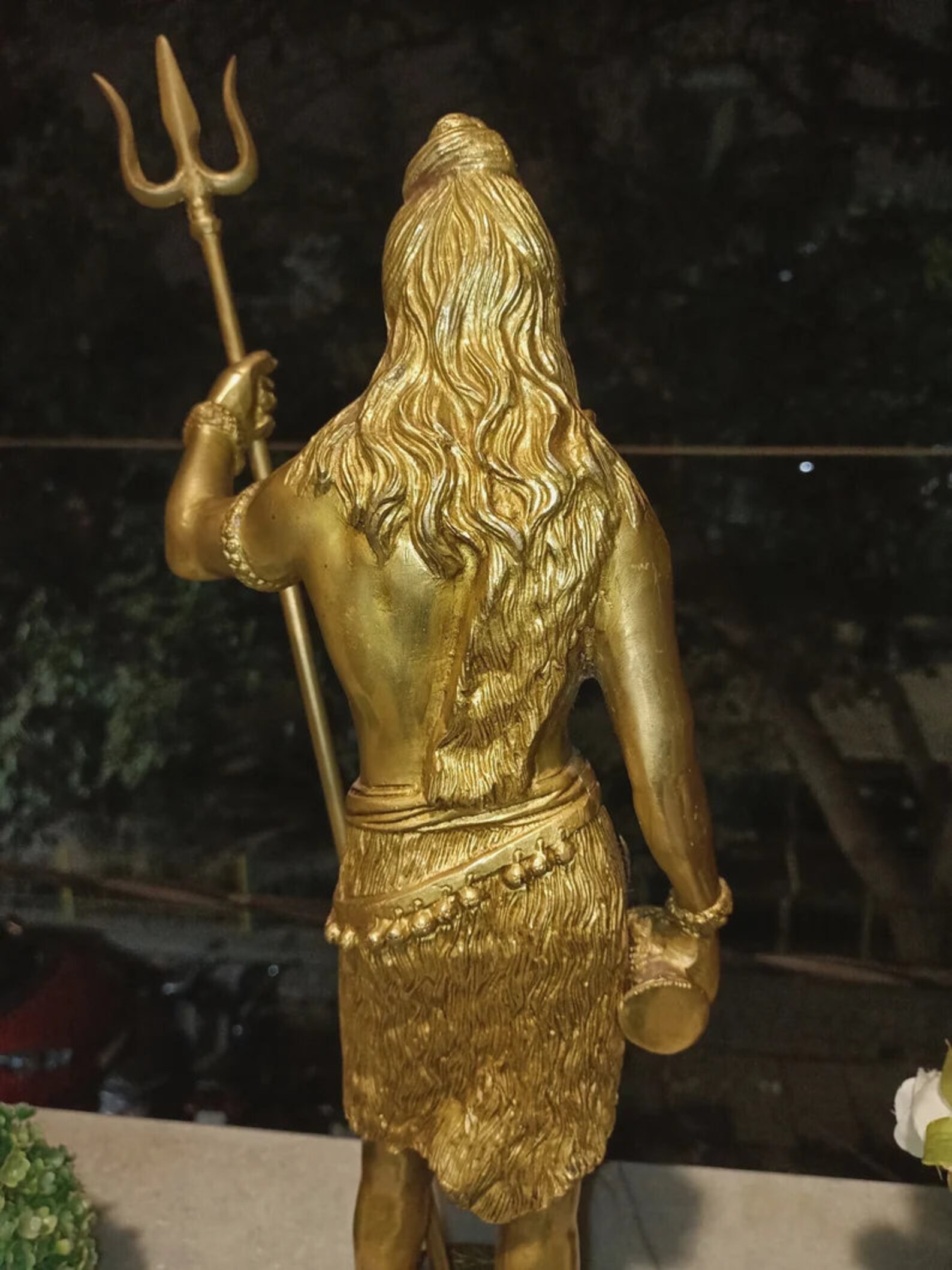 17.5 Inches Long Shiva Sculpture Table Decor Brass Mahadeva Holding ...