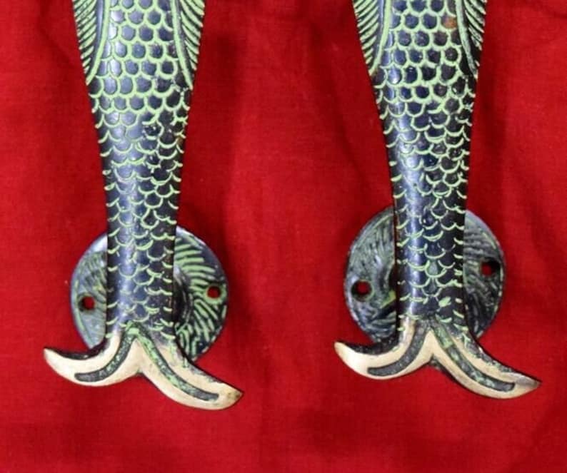 Brass Trout Fish Entry Door Handles Handmade Tuna Fish Design Welcoming ...