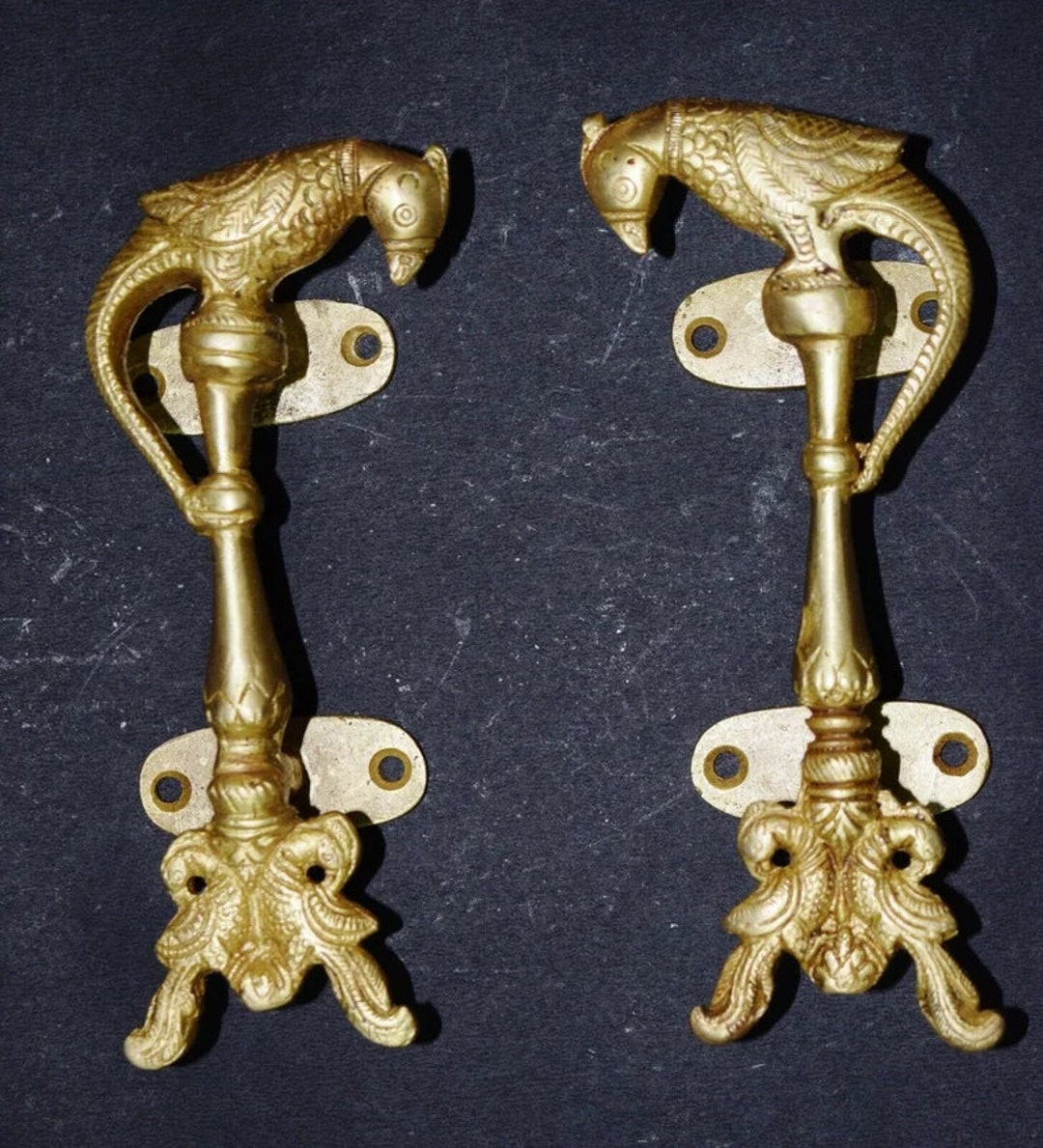 Brass Parrot on a Piller Shape Gate Pull Hardware Brass Cockatoo Bird ...