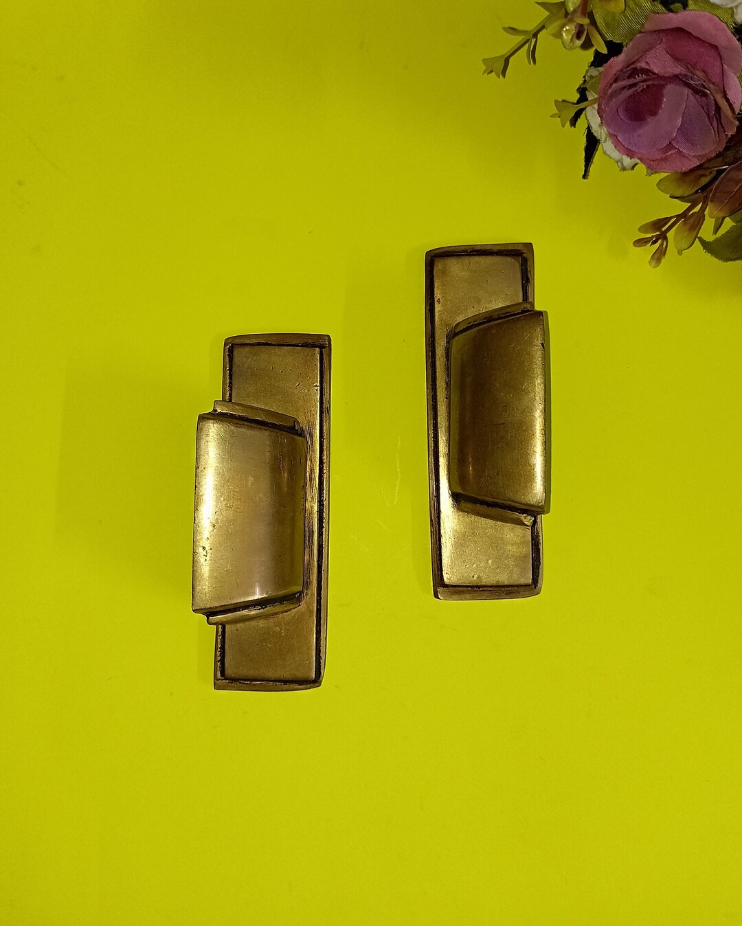 Cupboard Sliding Handle Set Brass Office Desk Drawer Knob Pair Hardware ...