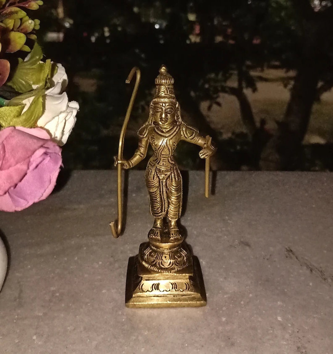 Lord Rama Holding Bow and Arrow Idol Prayer Decor Brass Vishnu Deity ...