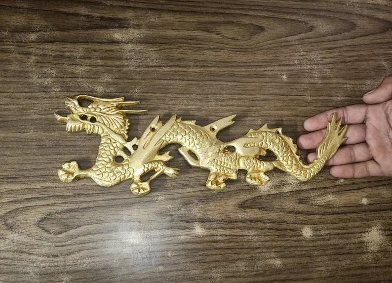 Warrior Dragon Sign Wall Mount Decor Brass Fire Dragon Shape Wall ...