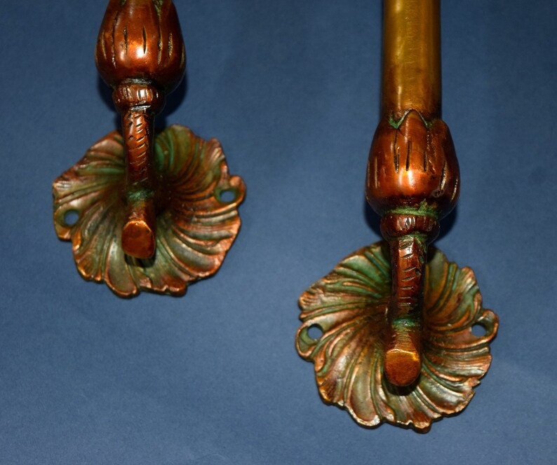 9 Inches Daisy Flower Design Front Door Handle Set Brass Nature Plants ...