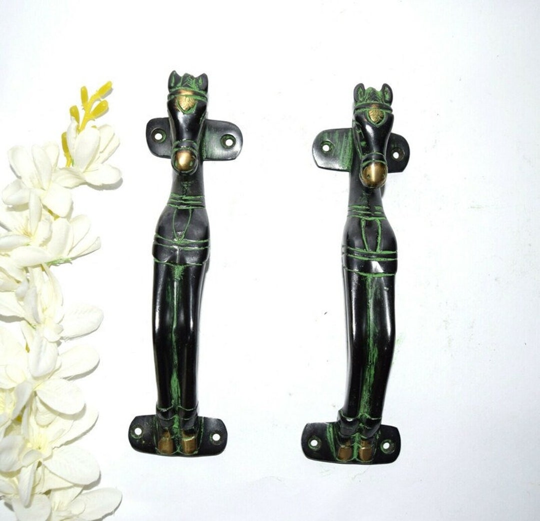 Shetland Pony Main Door Handle Pair Brass Male Horse Office Door Pull ...