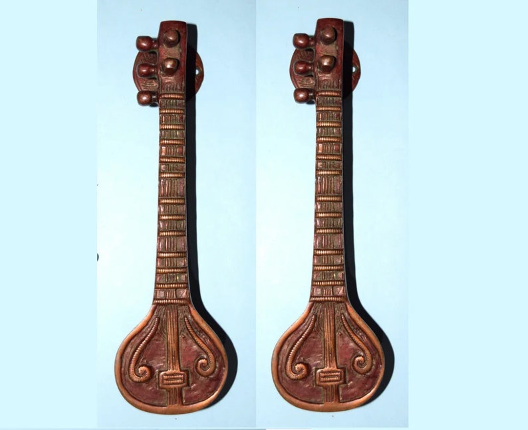 9.5 Inches Music Instrument Design Door Grab Handle Brass Veena Sitar ...