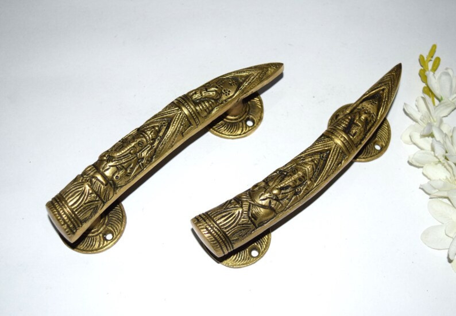 Ganesha and Mouse Design Entry Door Puller Brass Elephant Animal Theme ...