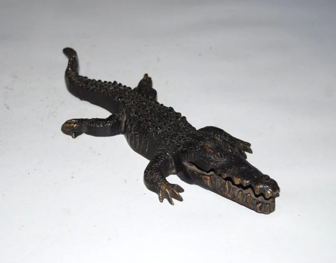 Brass Alligator Statue Crocodile Paperweight Corner Table Decorative ...