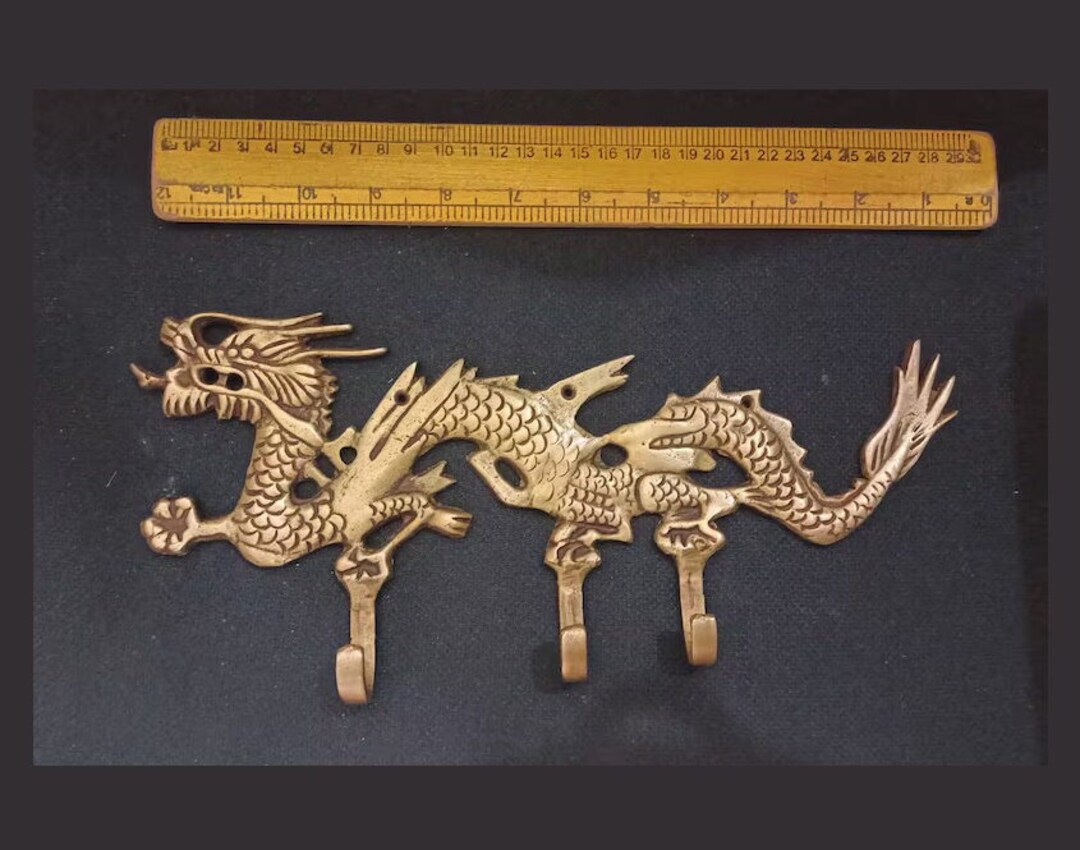 Fire Dragon Dragon Wall Hook Decor Brass Mythology Creature Key Holder ...