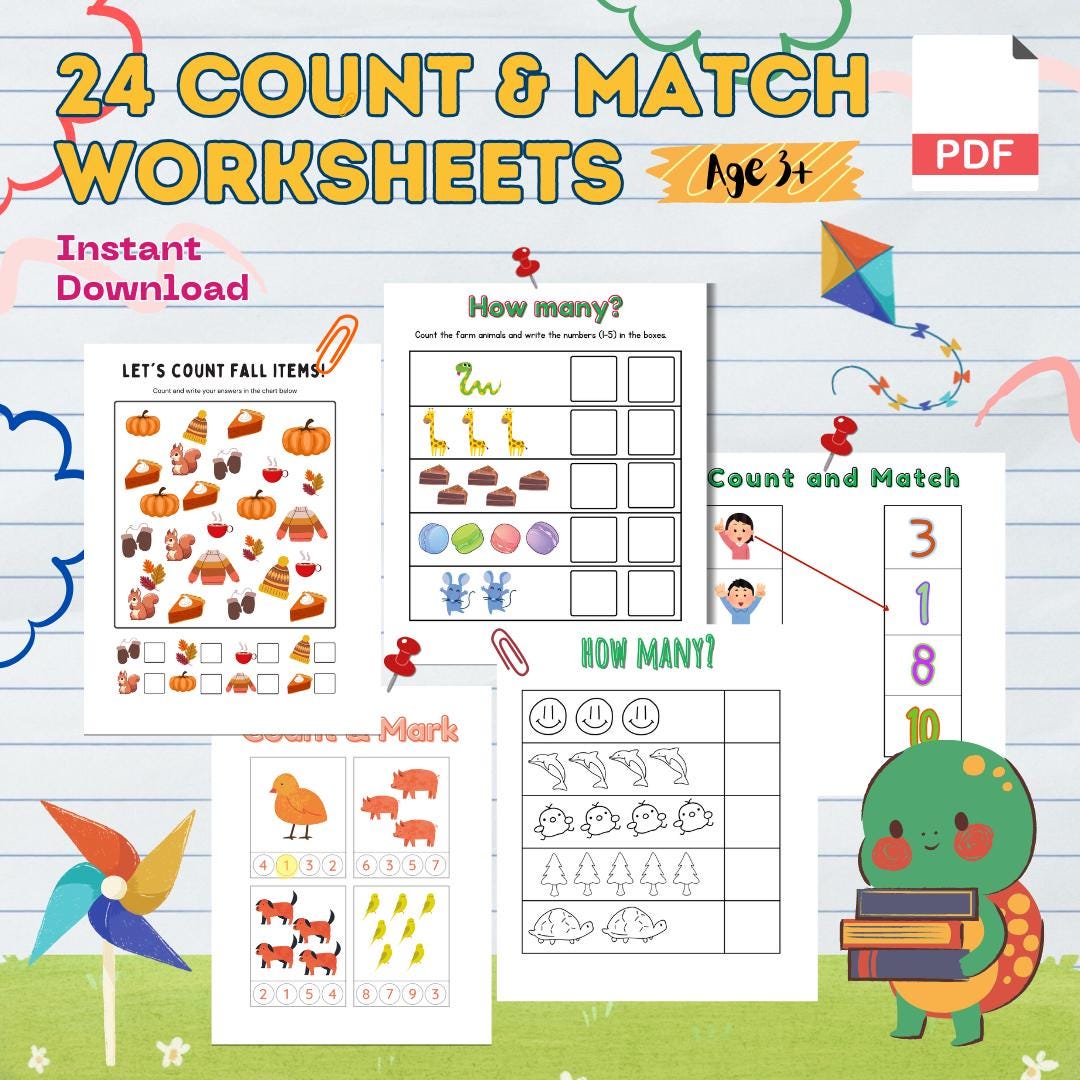 Printable Count and Match Worksheets, Count and Match, Printable ...