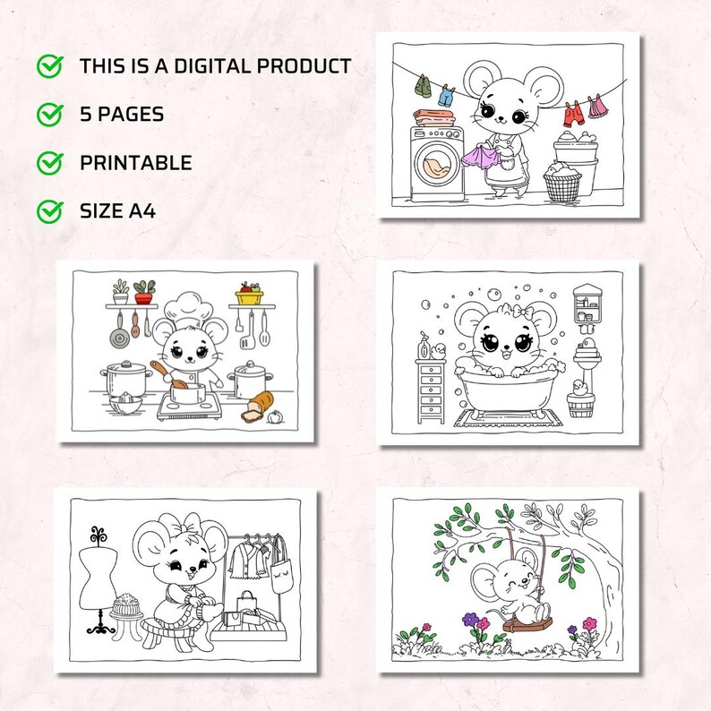Cute Mouse Coloring Book – 5 Cute Mouse Coloring Pages for Adults ...