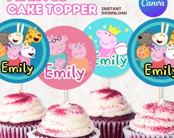 Editable Pink Pig Cake Topper | Personalized Printables for Kids L ...