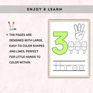 1 - 10 Numbers Printable Coloring Page Worksheets for Kids, Toddlers ...