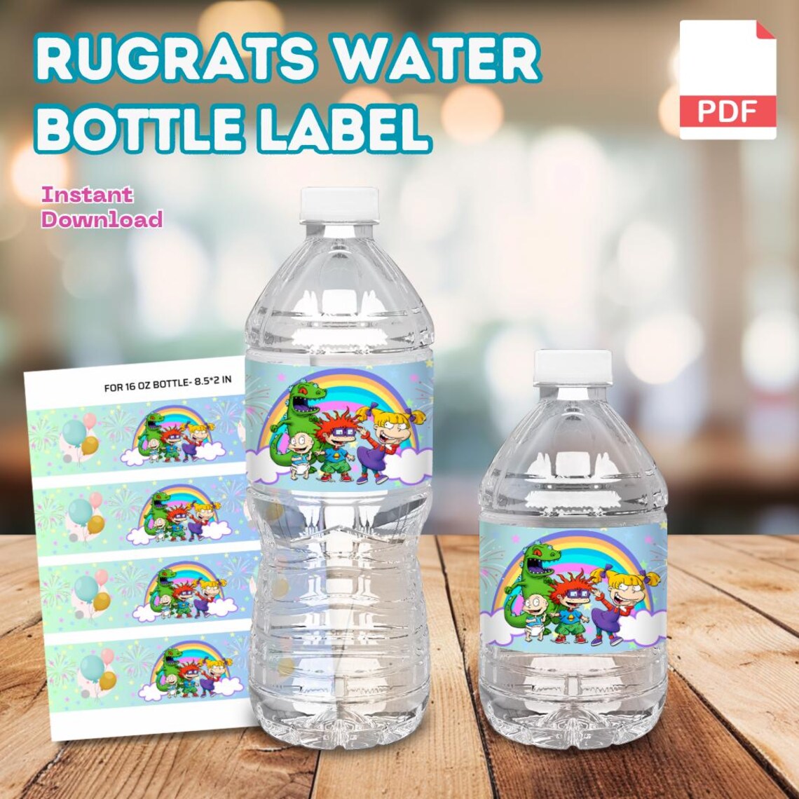 Rugrats Water Bottle Labels || Birthday Party || PDF || Digital ...