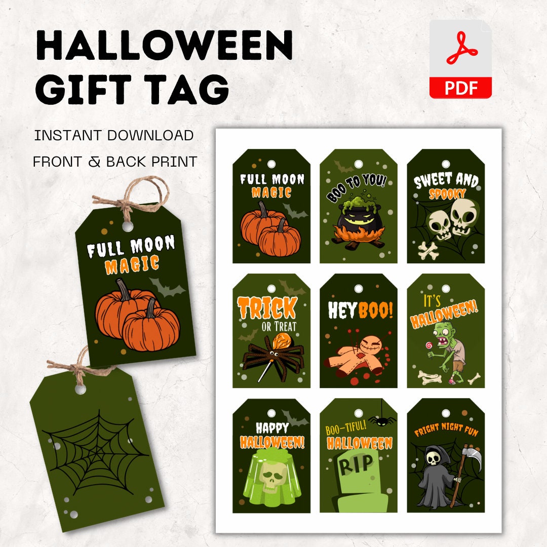 Halloween Favor Tag Template, Printable Boo Gift Tags, Costume Party ...